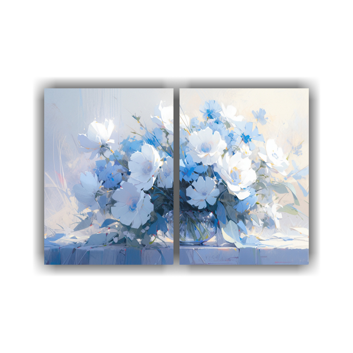 Cuadro Decorativo Flores Azules Y Blancas En Lienzo - DecoCuadros