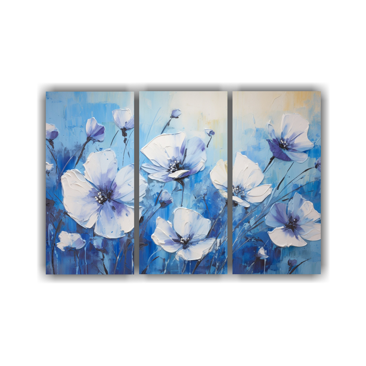 Cuadro Lienzo Flores Azules Estilo Decorativo Original - Compra Online ...