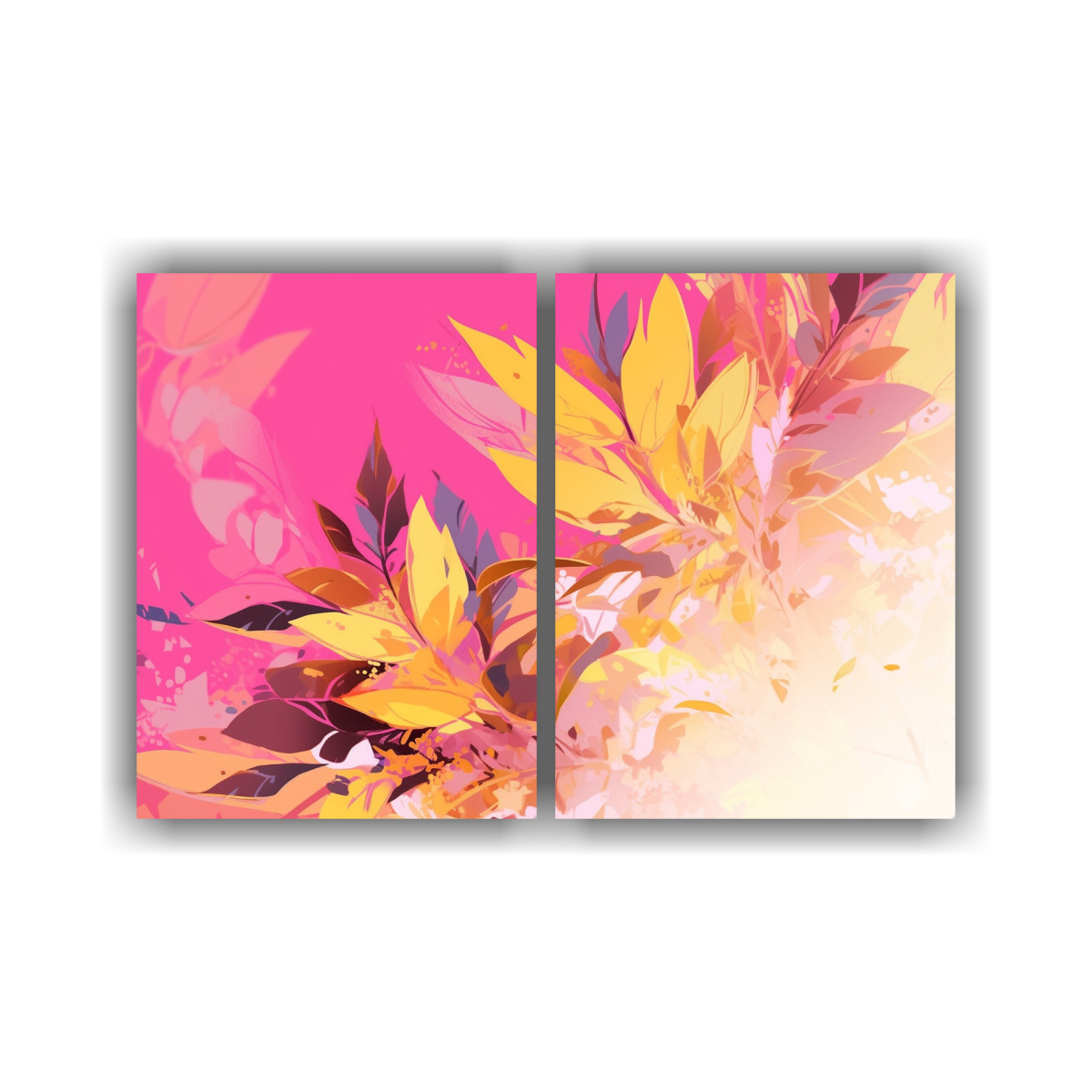 Cuadro Decorativo Tonos Amarillo Y Rosa - DecoCuadros