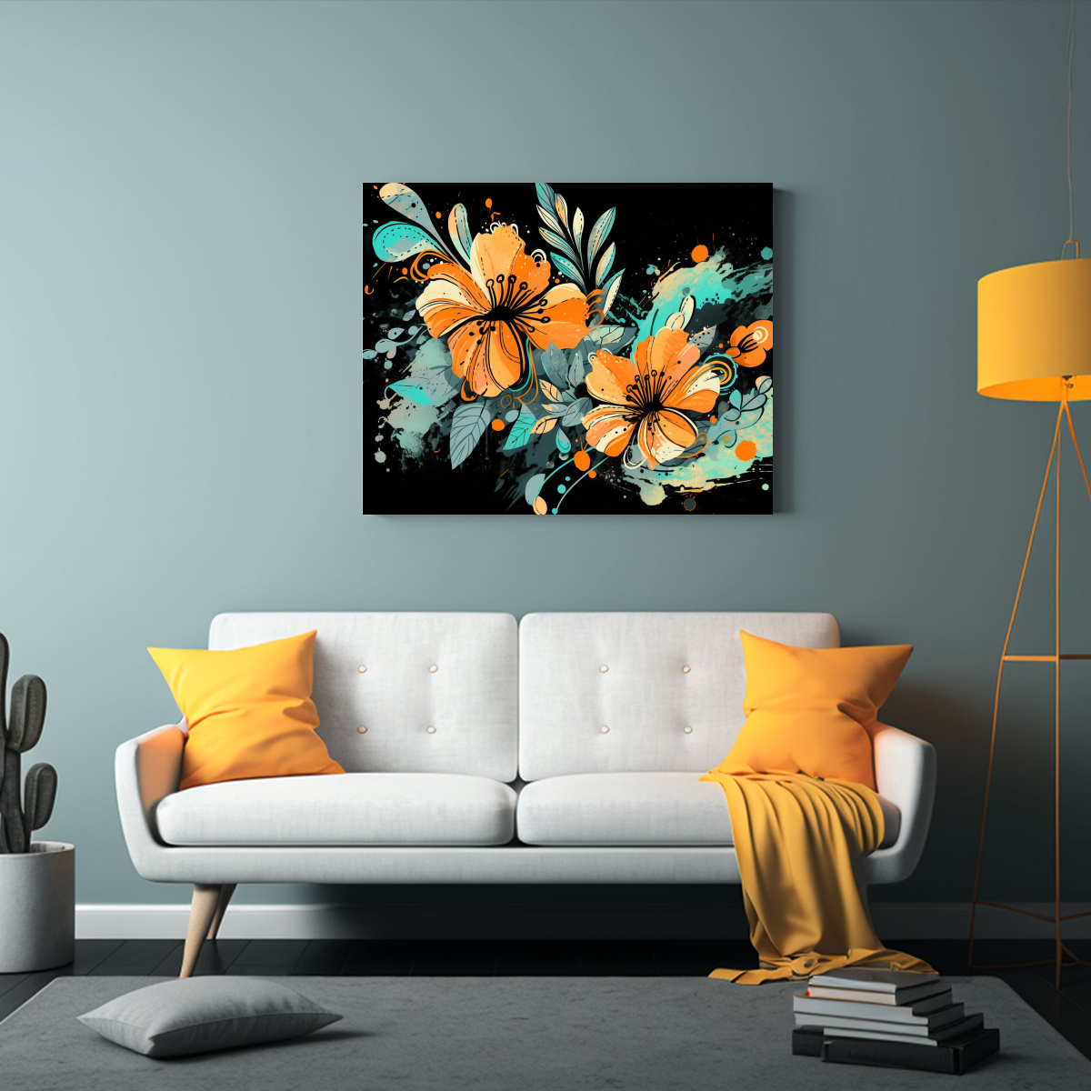 Cuadros Turquesa Y Naranja Neo-noir - DecoCuadros