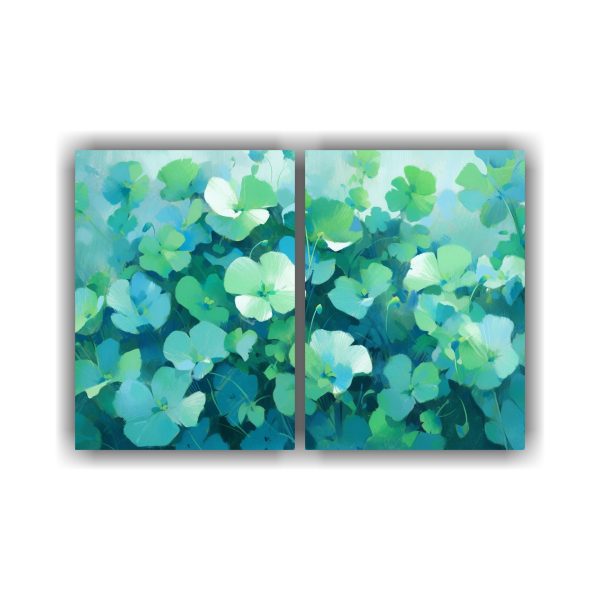 Cuadro Decorativo Flores Verde Y Cian - Compra Online En DecoCuadros
