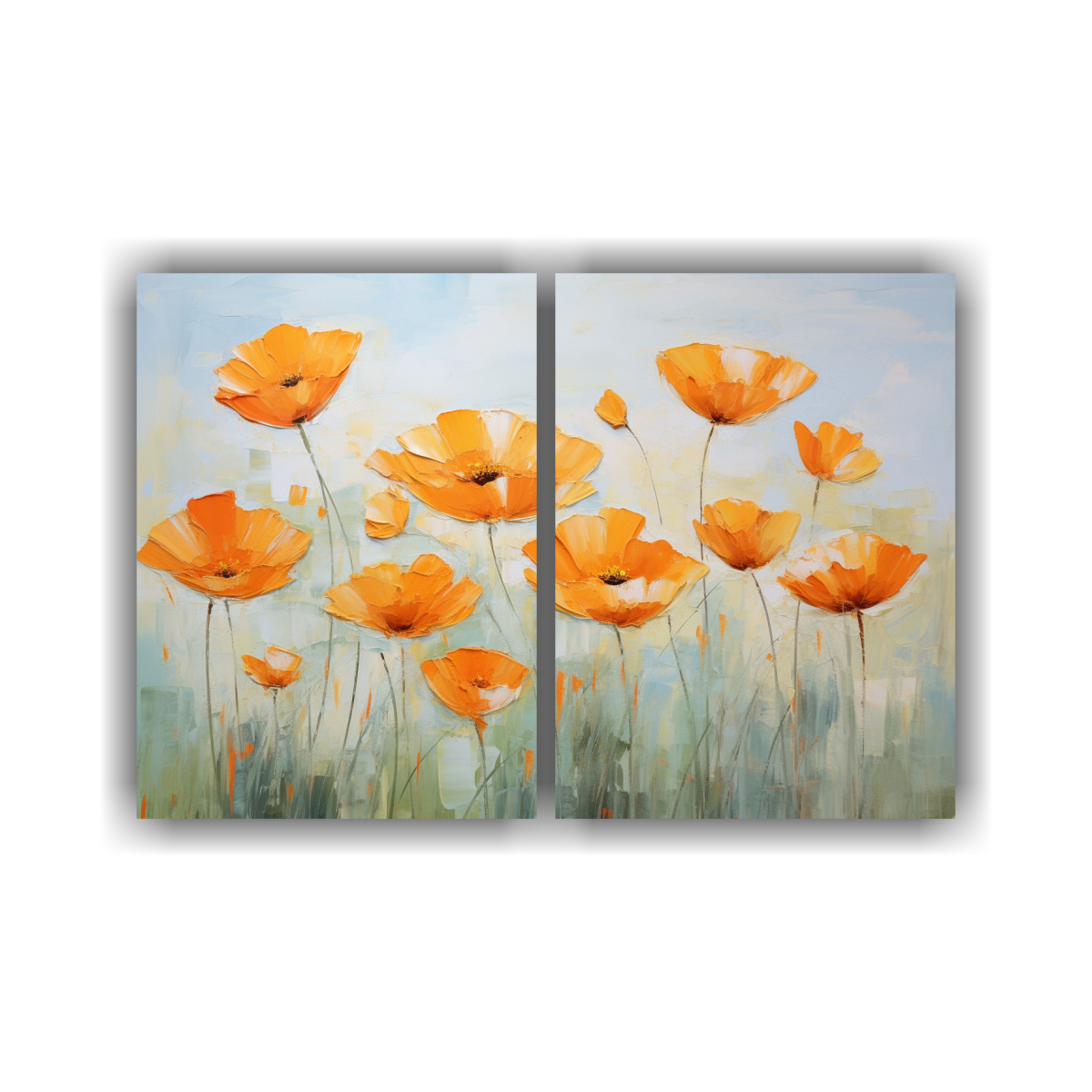 Cuadro Decorativo Con Flores En Tonos Naranja - Compra Online En DecoCuadros