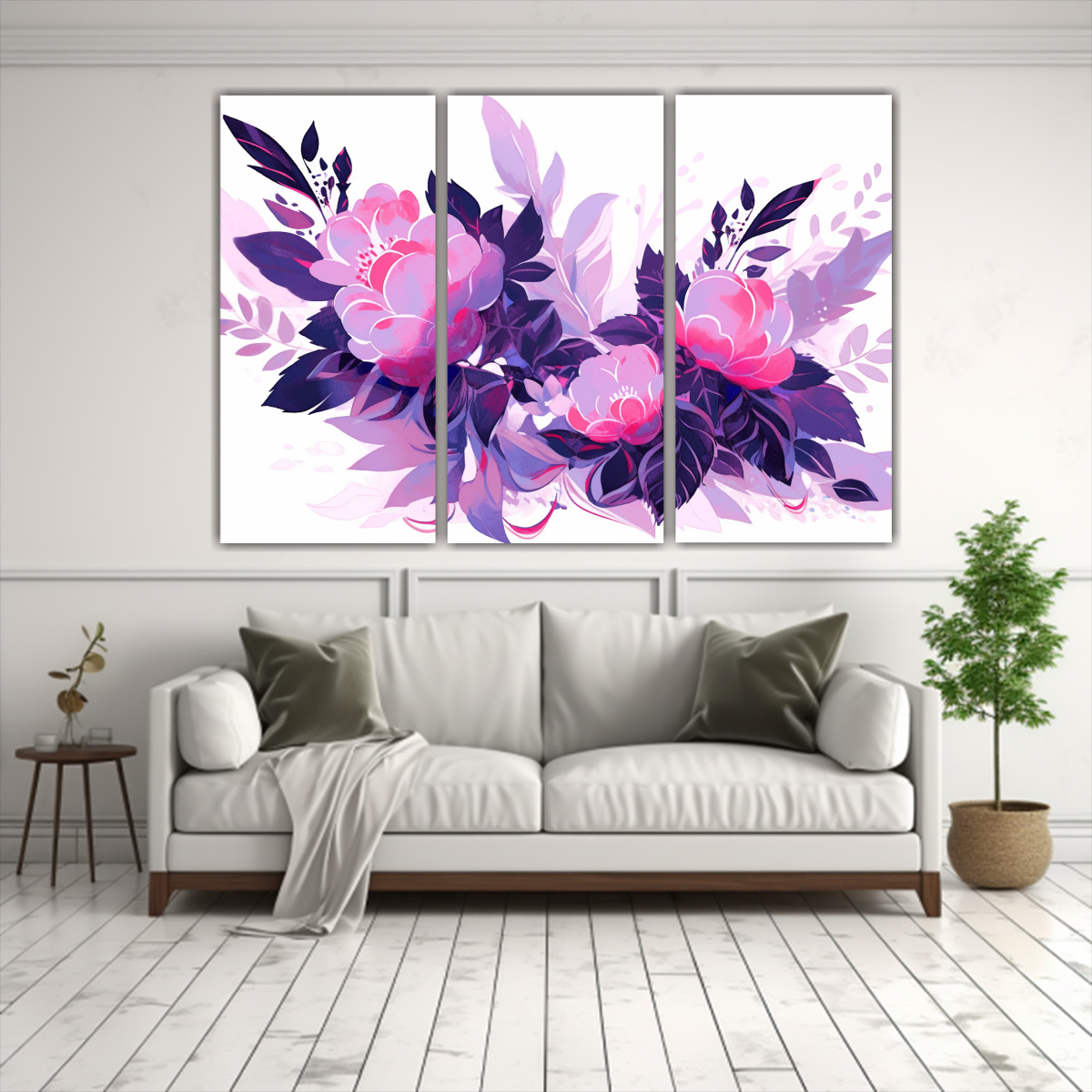 Cuadros Decorativos Lineales Púrpura Y Rosa - Compra Online - Decocuadros