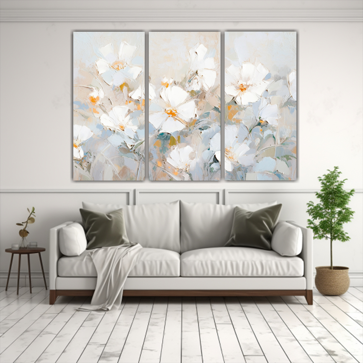 Cuadros Flores Blancas En Lienzo Estilo Decorativo - Compra Online - Decocuadros