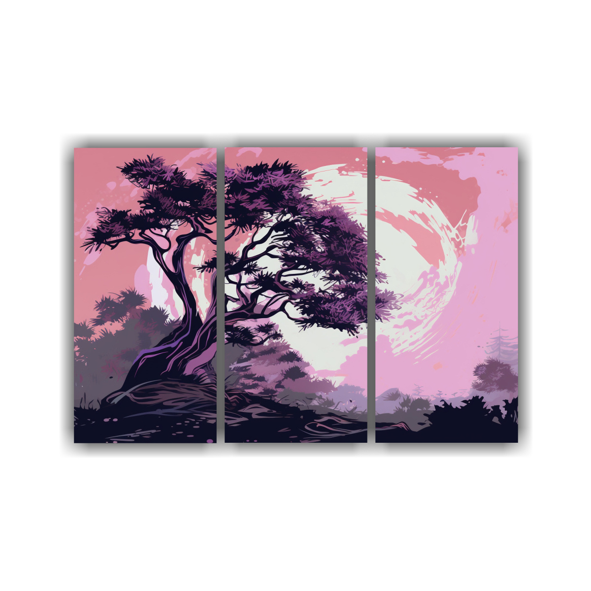 Cuadros Árbol Secuoya En Tonos Morado Y Rosa - DecoCuadros