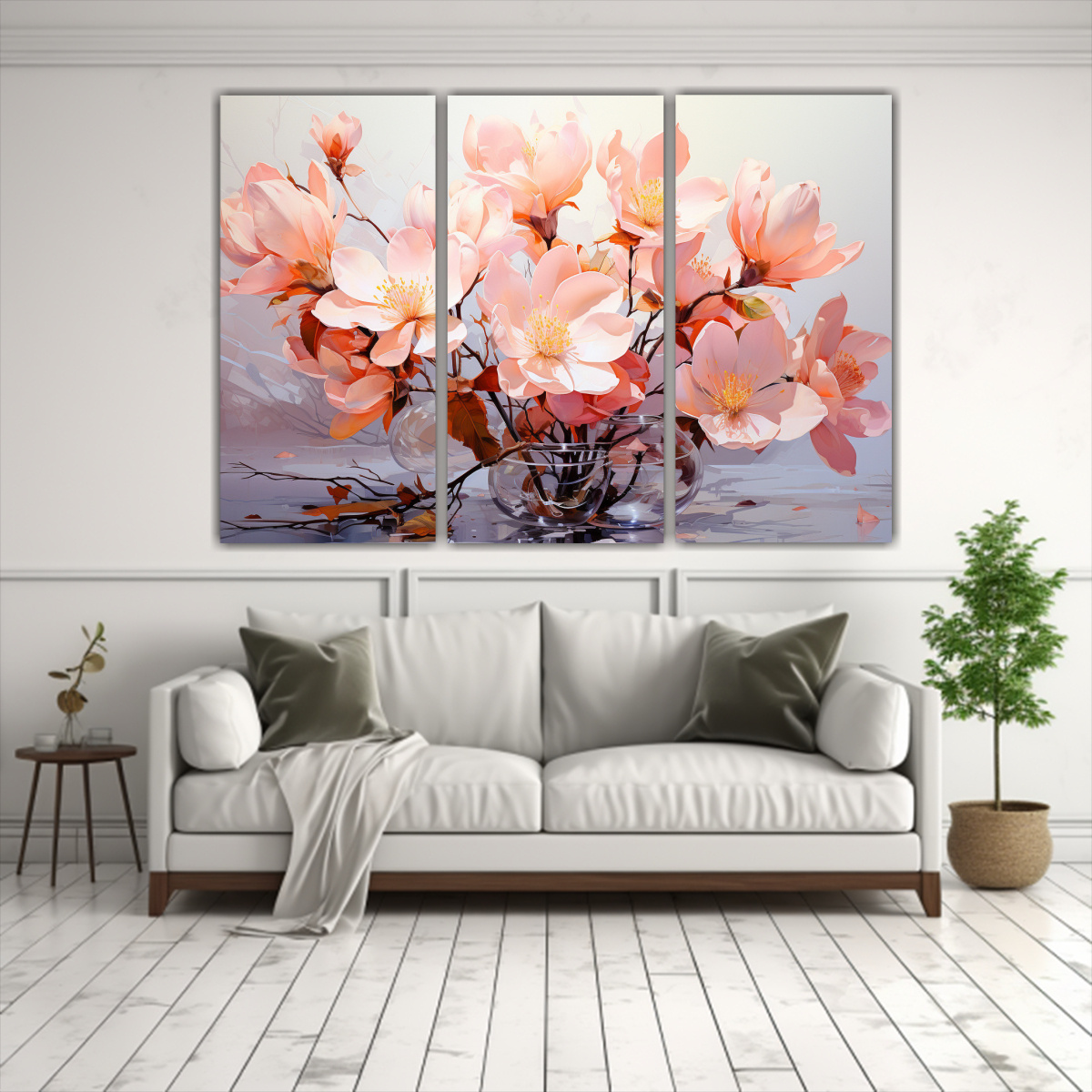 Cuadros Modernos De Pared Con Magnolias Naranjas Y Rosas - DecoCuadros