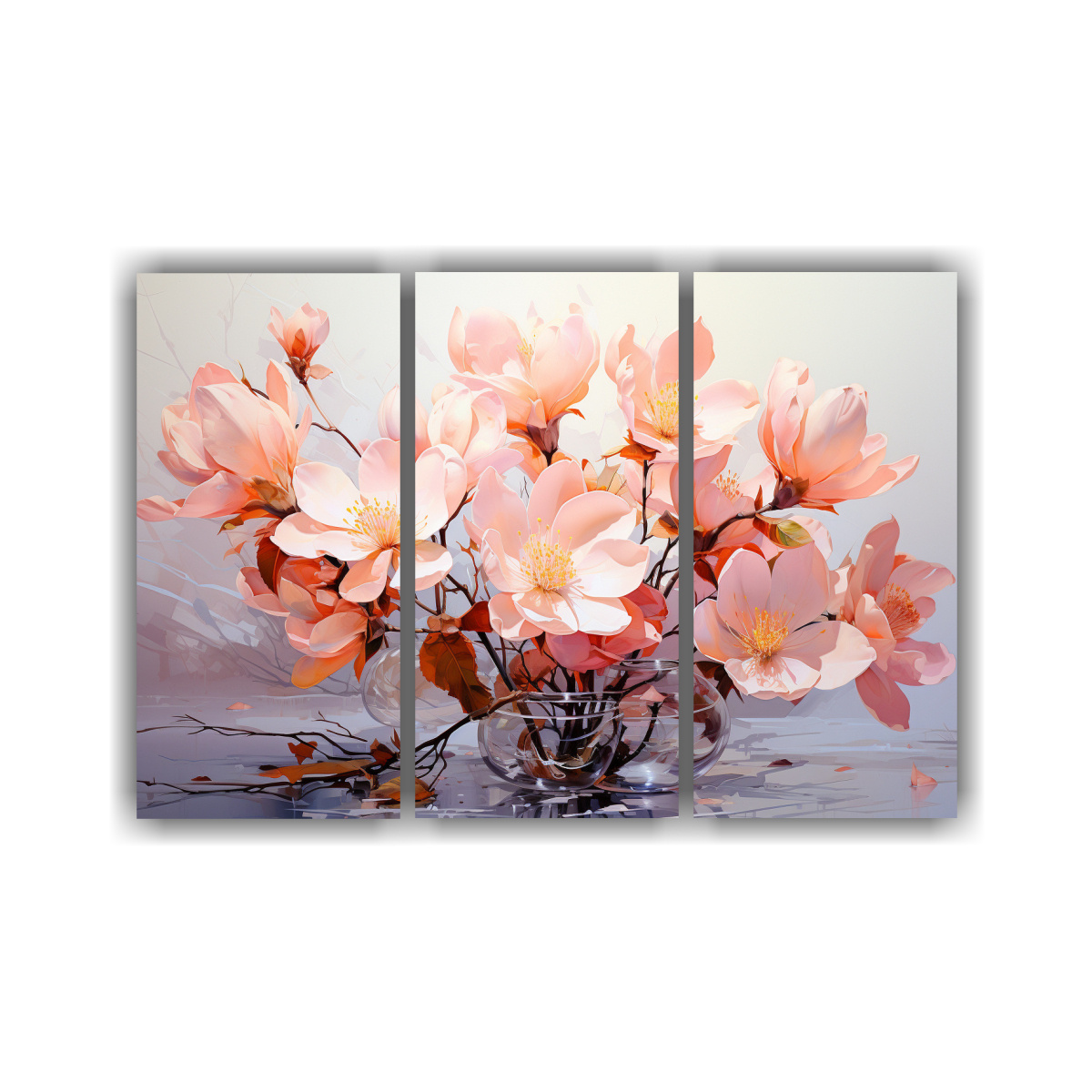 Cuadros Modernos De Pared Con Magnolias Naranjas Y Rosas - DecoCuadros