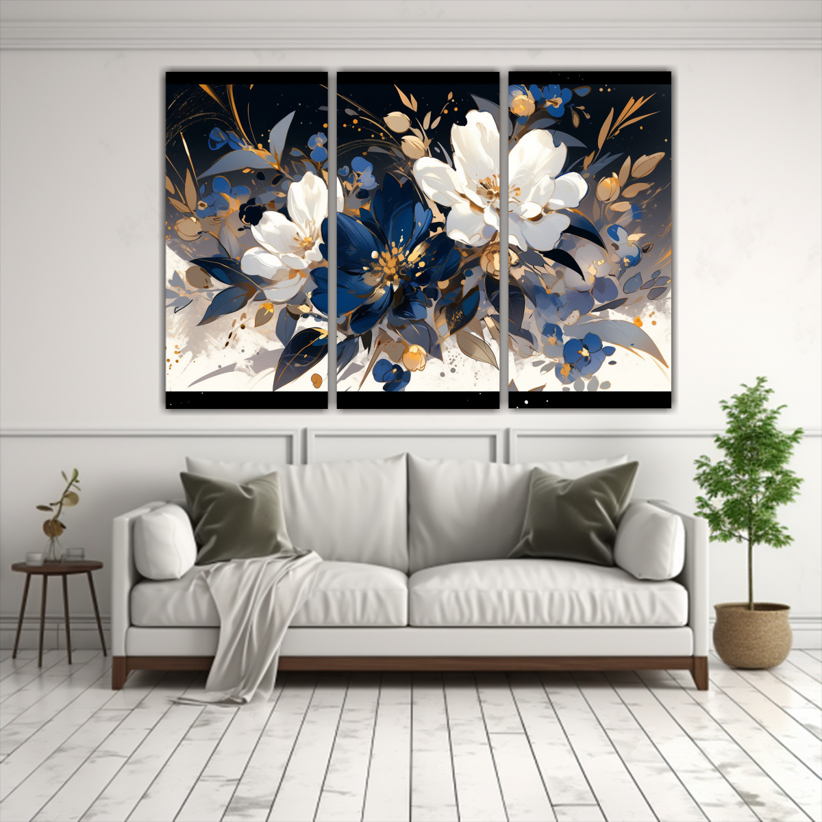 Cuadros Modernos Época Oro Y Azul Estilo Neonoir Atmosfera Vibrante - Decocuadros