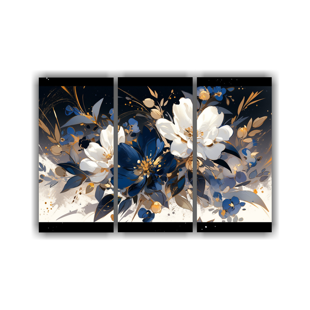 Cuadros Modernos Época Oro Y Azul Estilo Neonoir Atmosfera Vibrante - Decocuadros