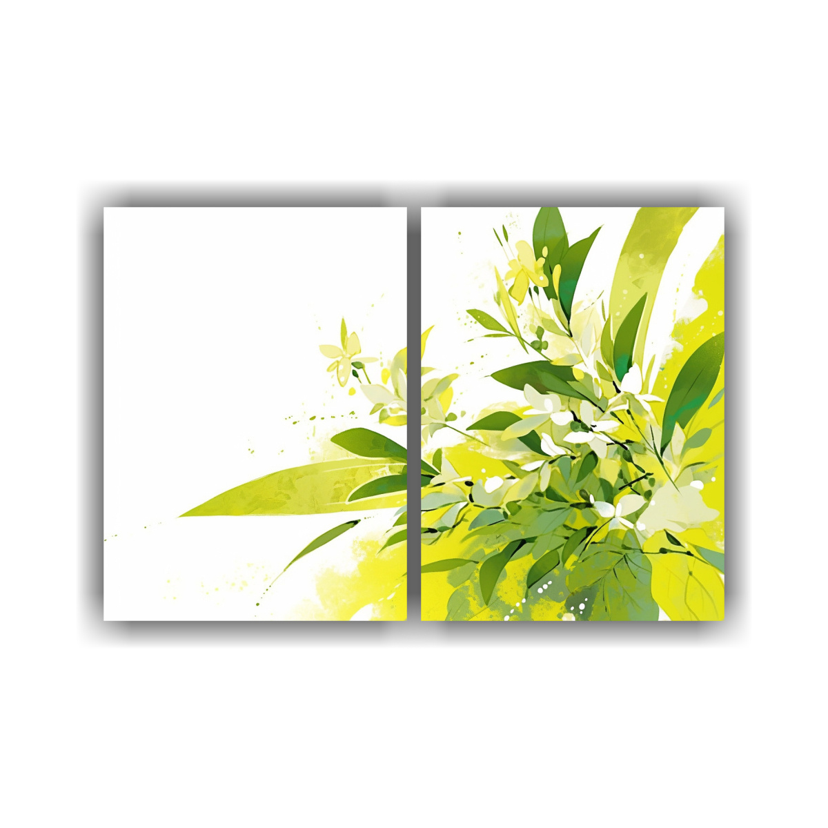 Cuadros Tela Lineales Amarillo Y Verde En DecoCuadros