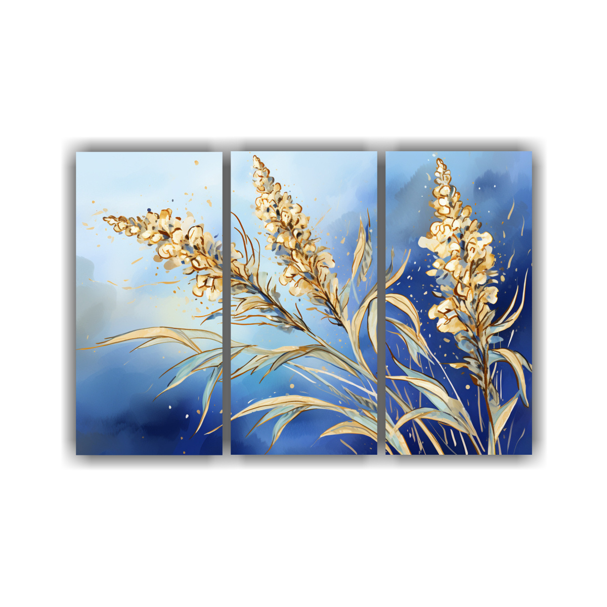 Cuadro Decorativo Rectangular A Quinoa En Colores Oro Y Azul - DecoCuadros