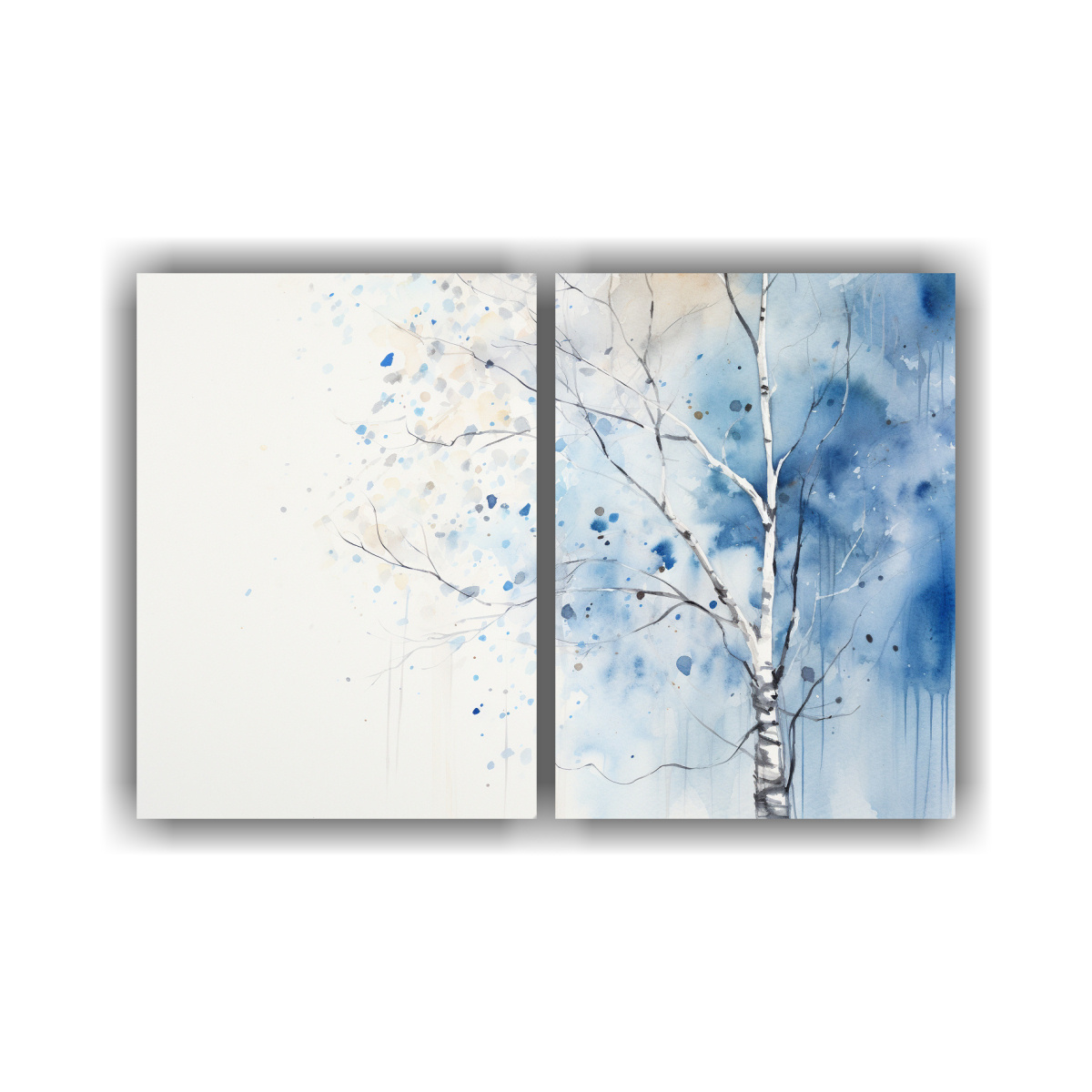 Cuadro Lienzo Árbol Aspen Blanco Y Azul - DecoCuadros