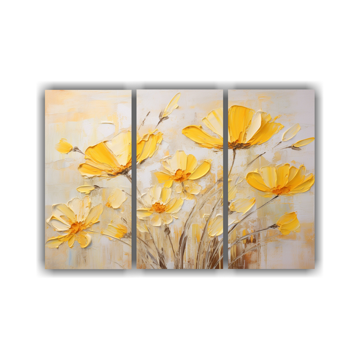 Cuadro Decorativo Abstracto De Flores Amarillas En Lienzo - DecoCuadros