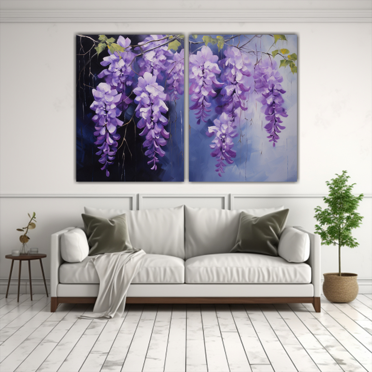 Cuadro Abstracto De Flores De Glicinias En Detalle Alto - DecoCuadros