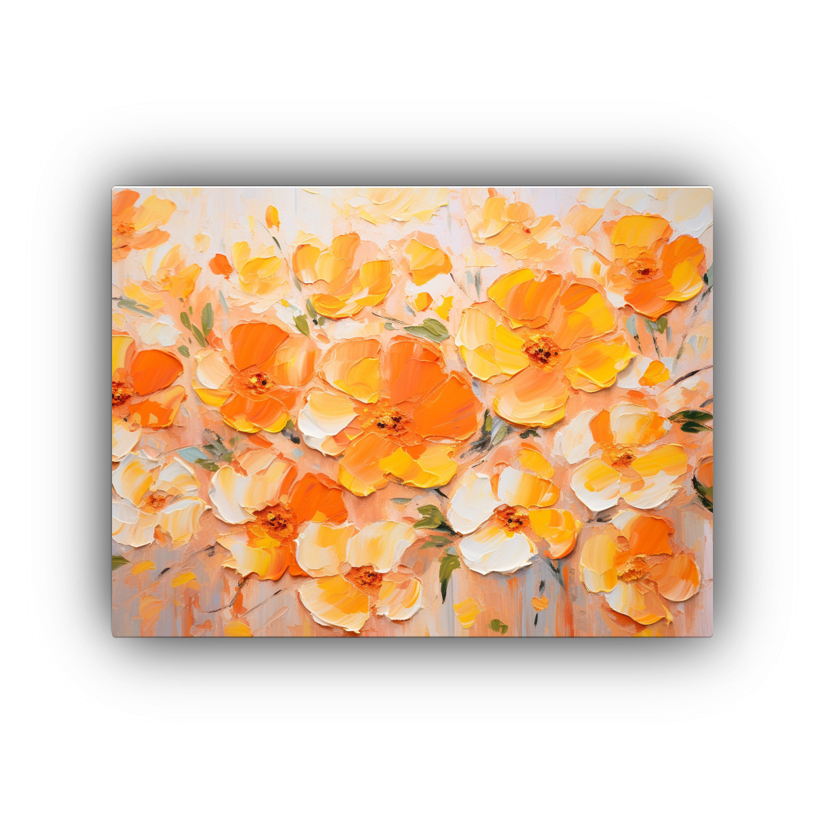 Cuadro Abstracto De Flores En Tonos Naranjas - DecoCuadros