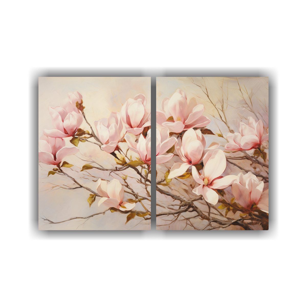 Cuadro Abstracto De Flores Magnolia En Aceite Detallado - DecoCuadros
