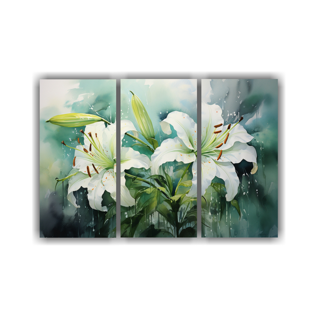 ¡Cuadro Abstracto De Flores Y Cuernos En Verde Y Blanco - DecoCuadros!