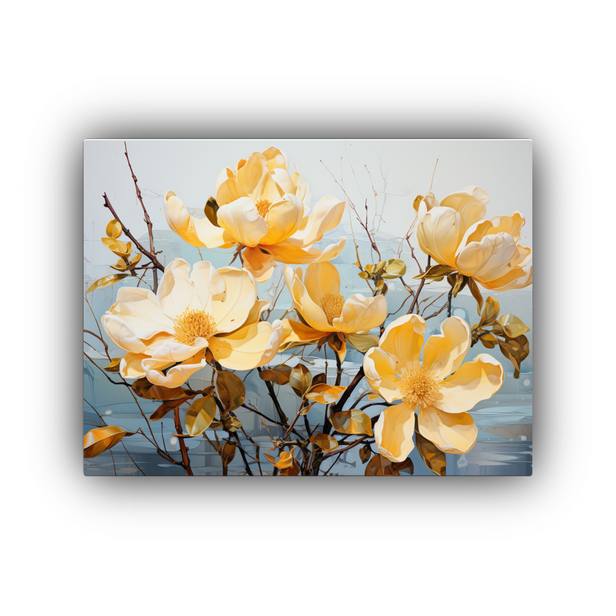 Cuadro Abstracto De Magnolias Amarillas En Tela: Concepto Estético - Decocuadros