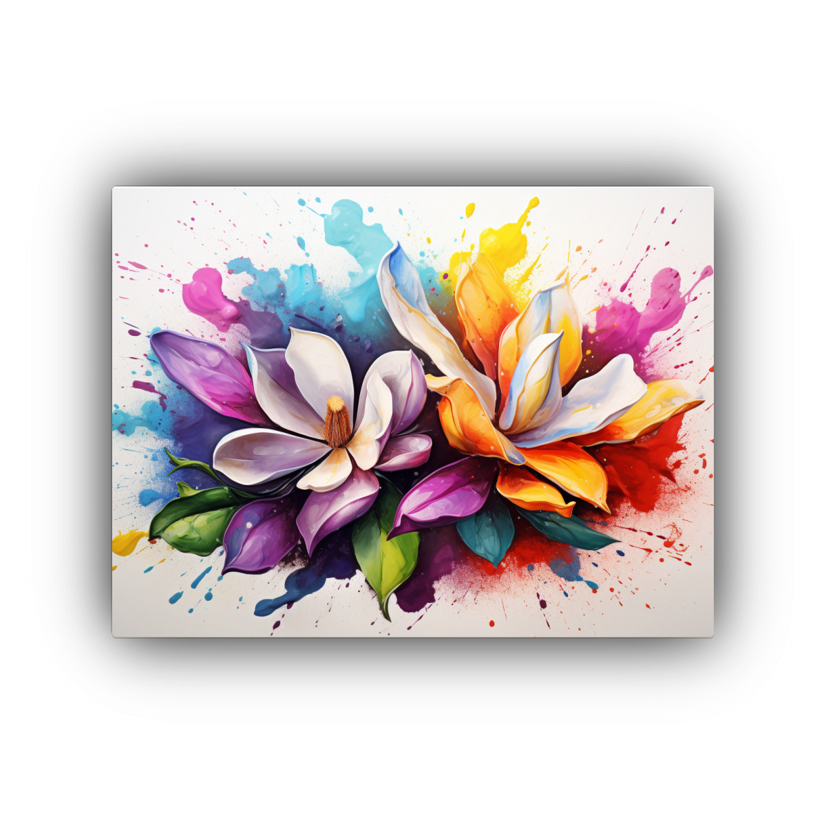 Cuadro Abstracto Magnolias Colores Arcoíris - DecoCuadros