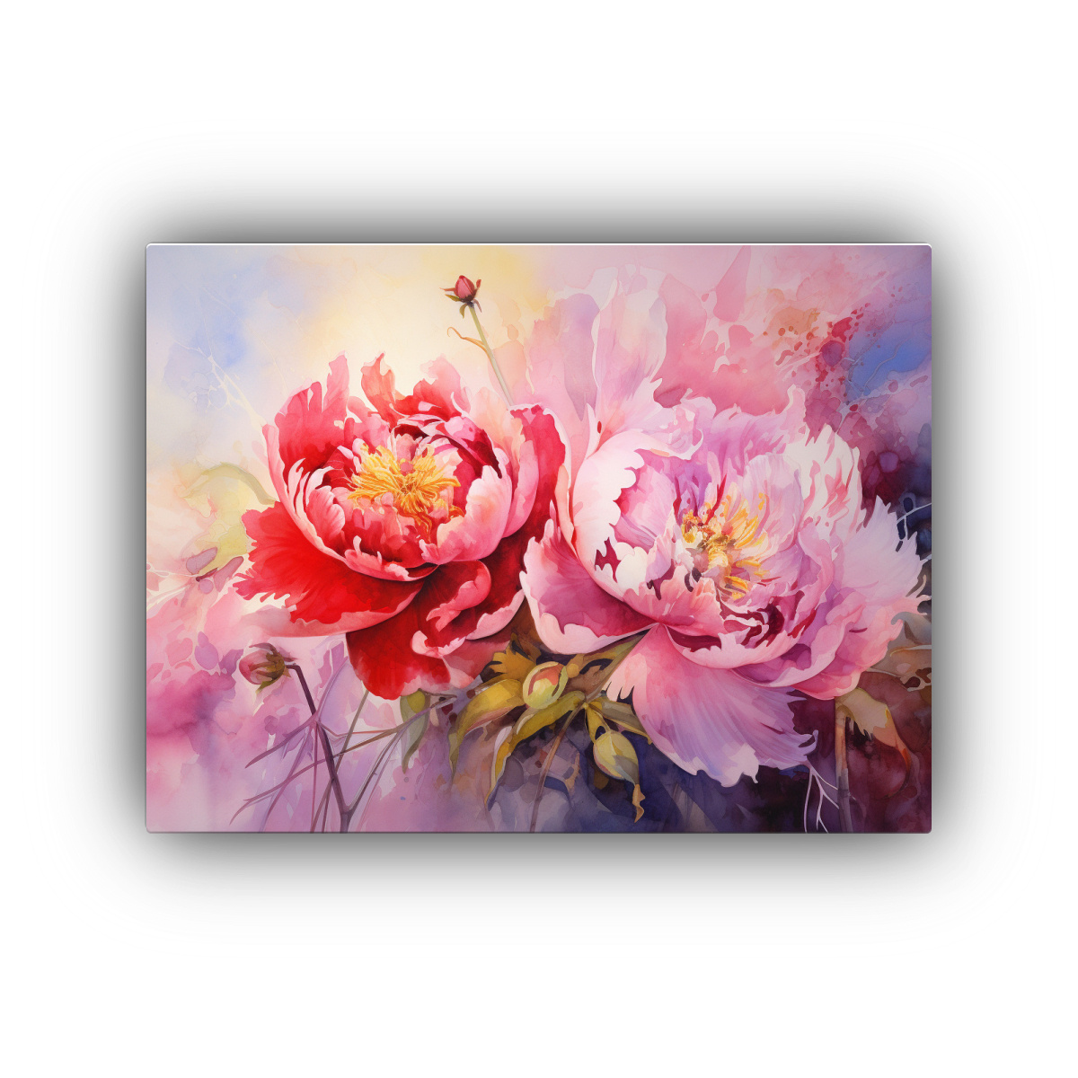 Cuadro Abstracto Peonías Rojas Y Rosadas En Tela Vanguardia - Decocuadros