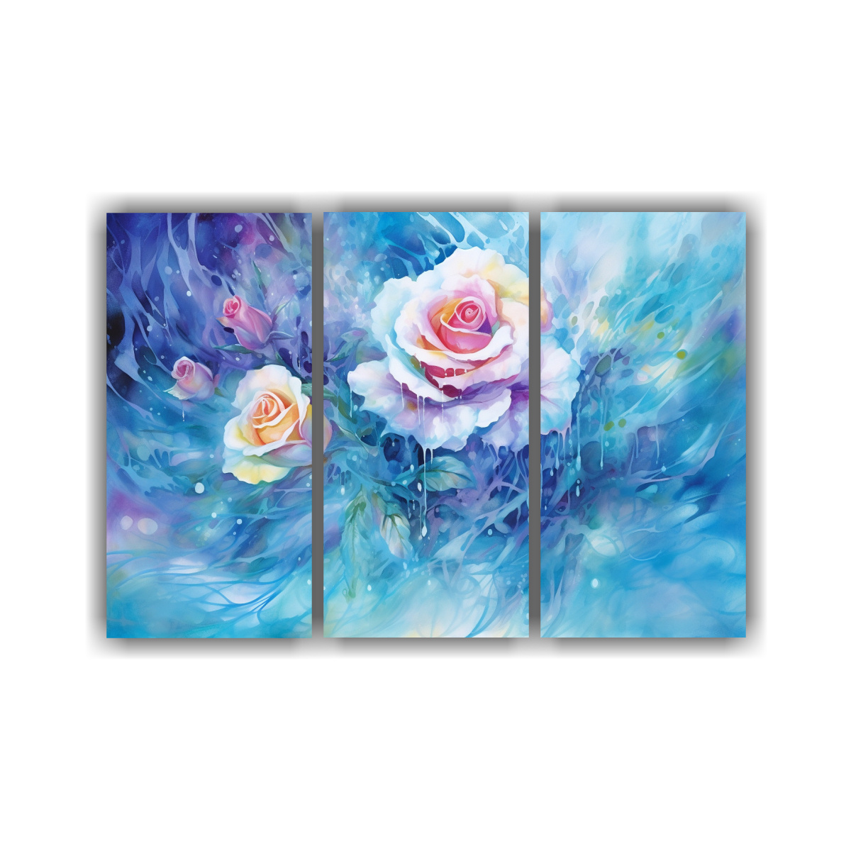 Cuadro Abstracto De Rosas En Turquesa Y Azul | DecoCuadros