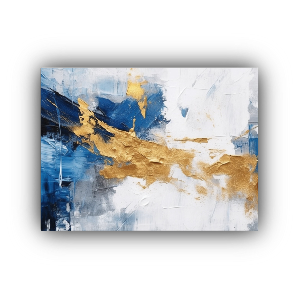 Cuadro Abstracto Moderno Azul Blanco Dorado - DecoCuadros