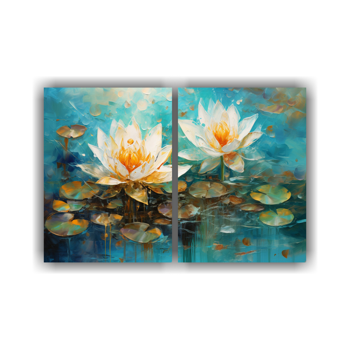 Cuadro Abstracto Relieve Lotus Flor Turquesa - DecoCuadros