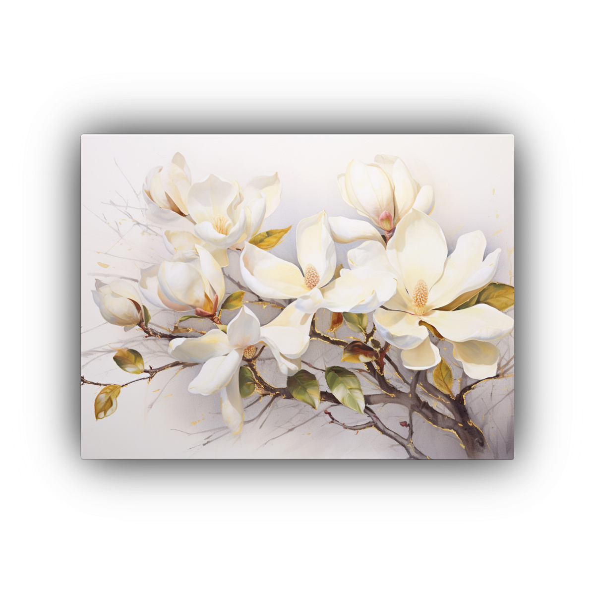 Cuadro Abstracto Magnolias Oro Y Rosa - DecoCuadros
