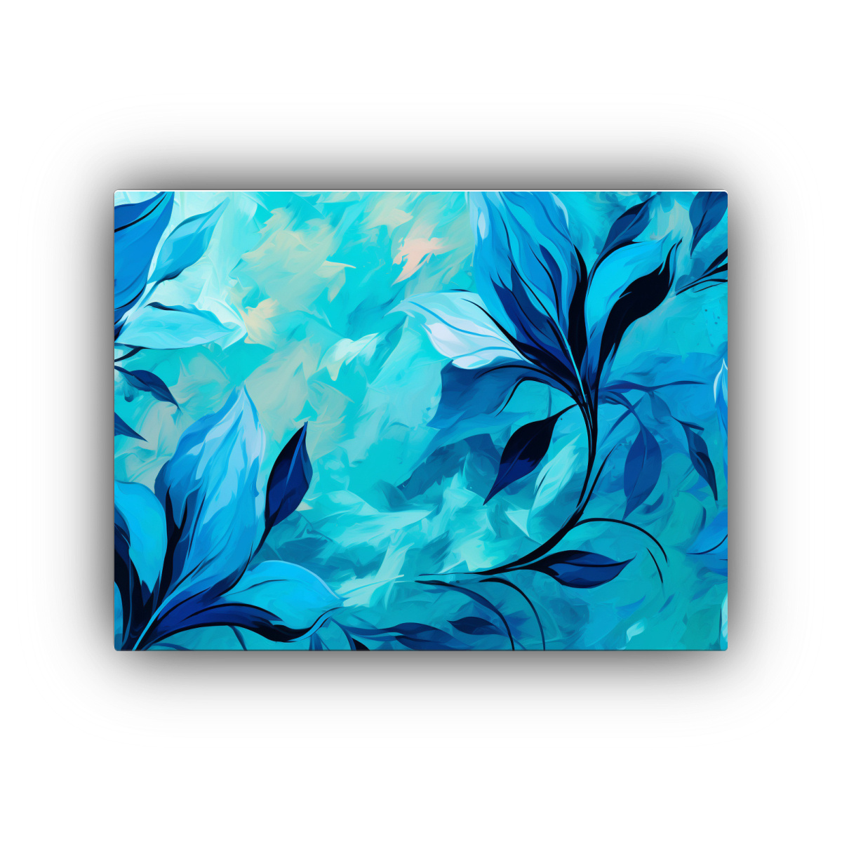 Cuadro Clásico En Turquesa Y Azul - Atmosfera Neonoir - Decocuadros