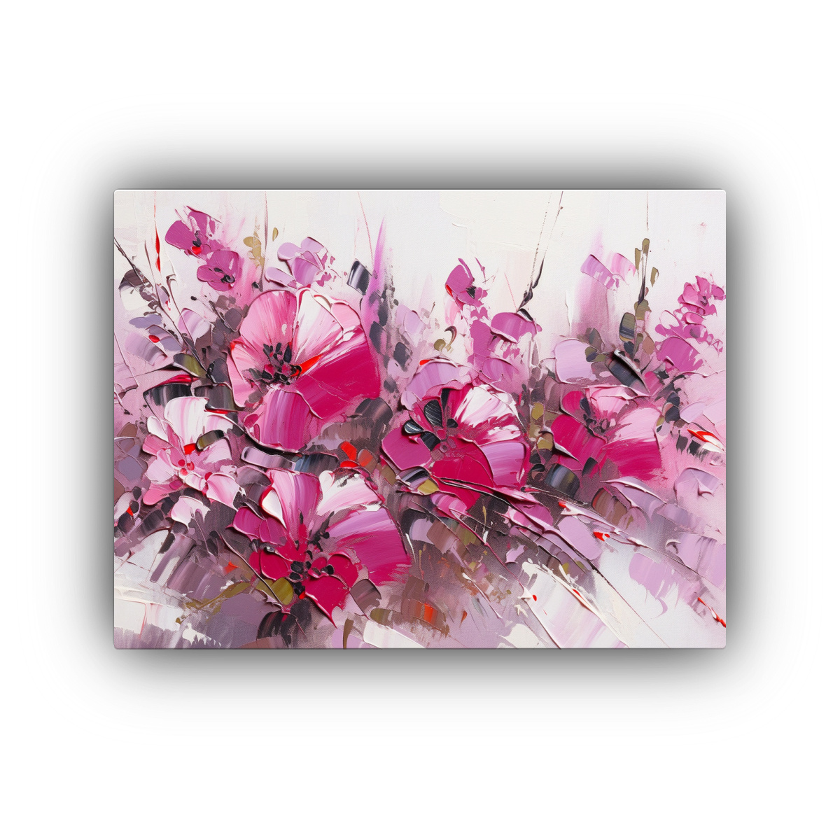 Cuadro De Flores Abstractas En Lienzo Estilo Magenta - DecoCuadros