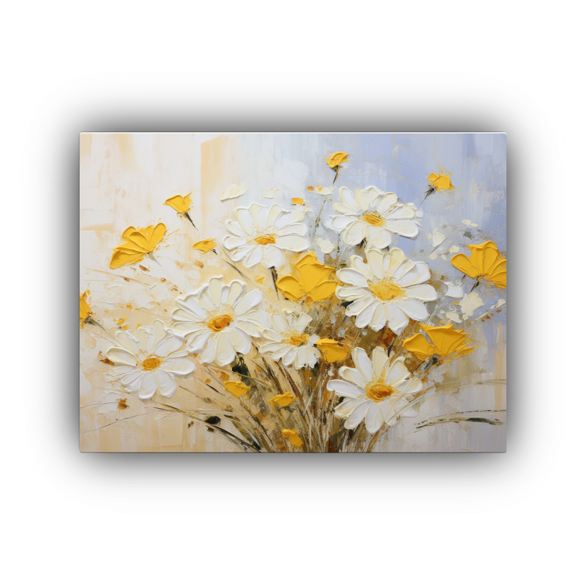 Cuadro Decorativo De Flores Amarillas Y Blancas En Lienzo - DecoCuadros