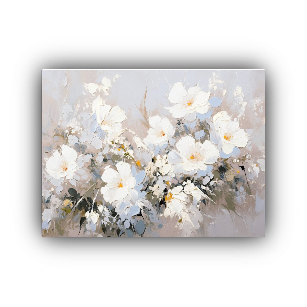 Cuadro De Flores Blancas En Lienzo Estilo Moderno - DecoCuadros