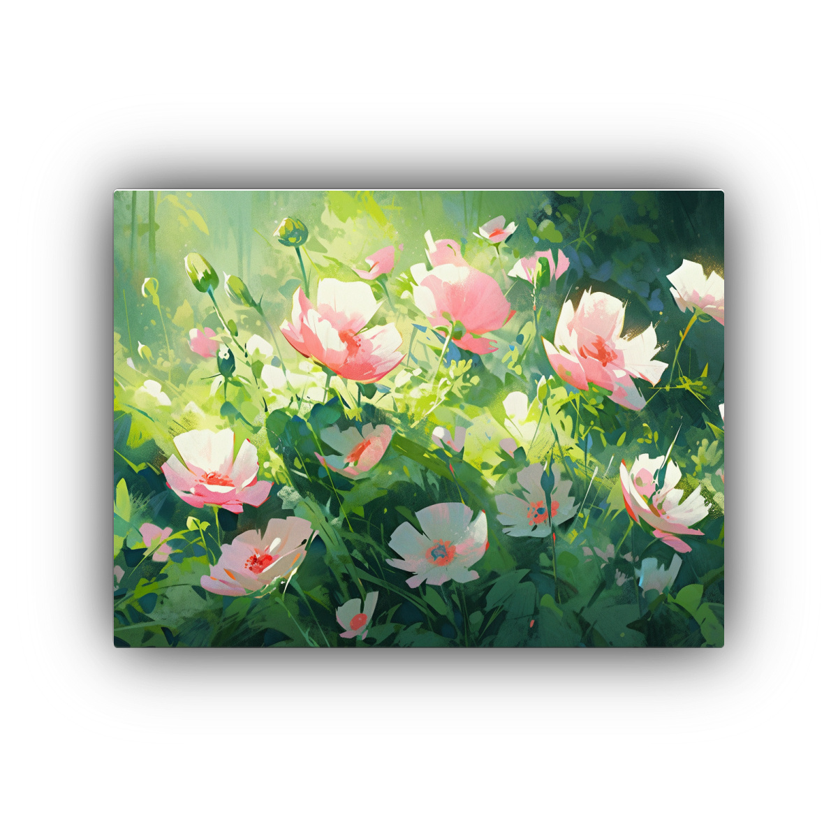 Cuadro Decorativo De Flores En Verde Y Magenta - DecoCuadros