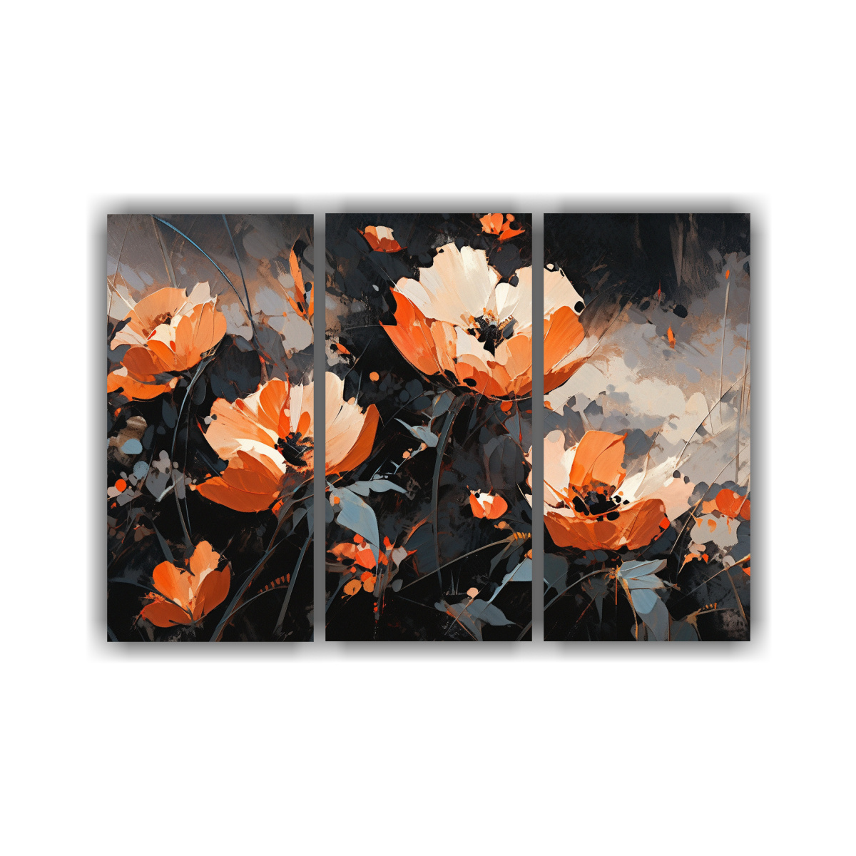 Cuadro De Flores En Tonos Naranja Y Negro - DecoCuadros