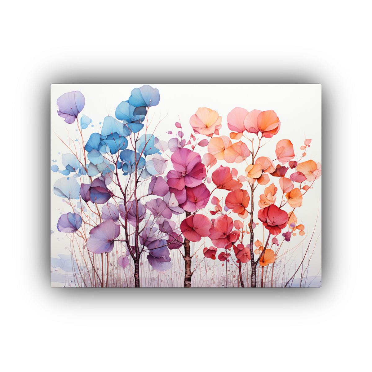 Cuadro Pintura De árbol De álamo En Acuarelas Para Decoración De Comedor - Decocuadros