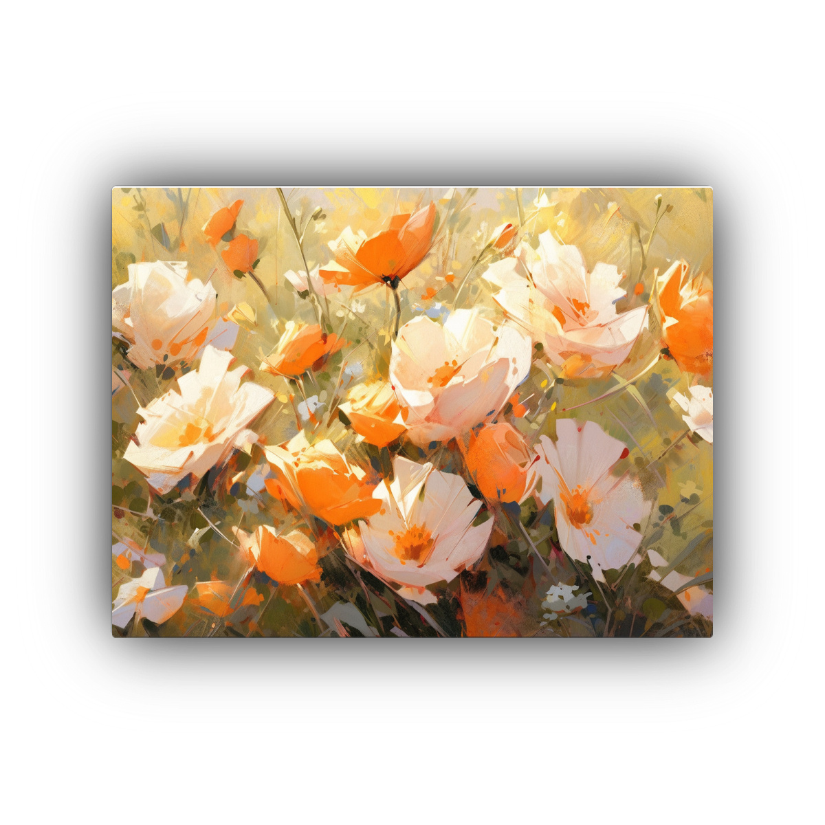 Cuadro De Flores Amarillas Y Naranjas - Pintura En Lienzo Moderna - Decocuadros