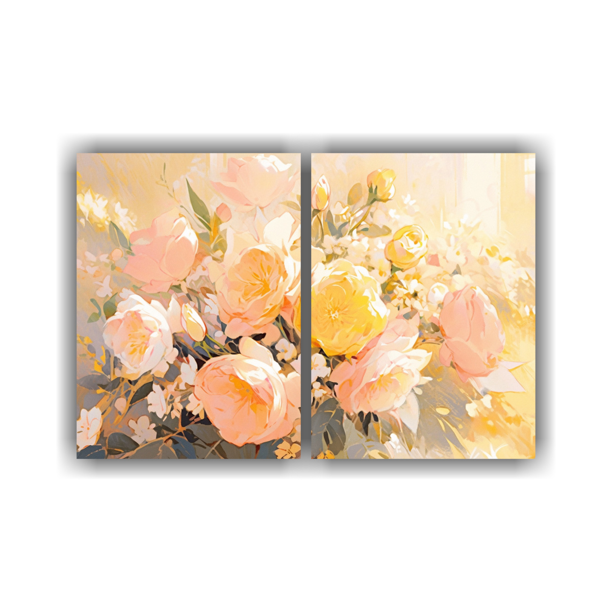 Cuadro De Flores Amarillas Y Rosas En Lienzo - DecoCuadros