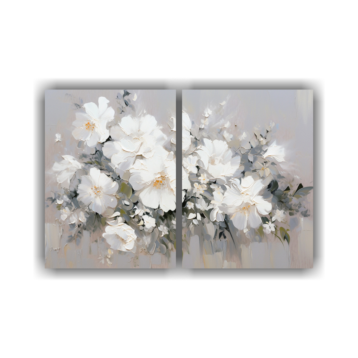 Cuadro Flores Blanco Y Plateado: Enigmático - Decocuadros