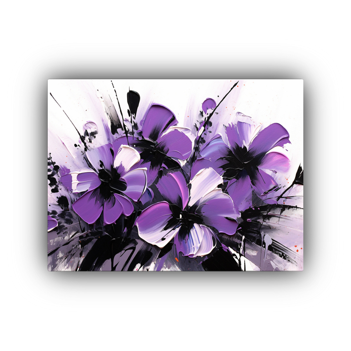 Cuadro De Flores En Colores Morado Y Negro Para Decoración Moderna ...