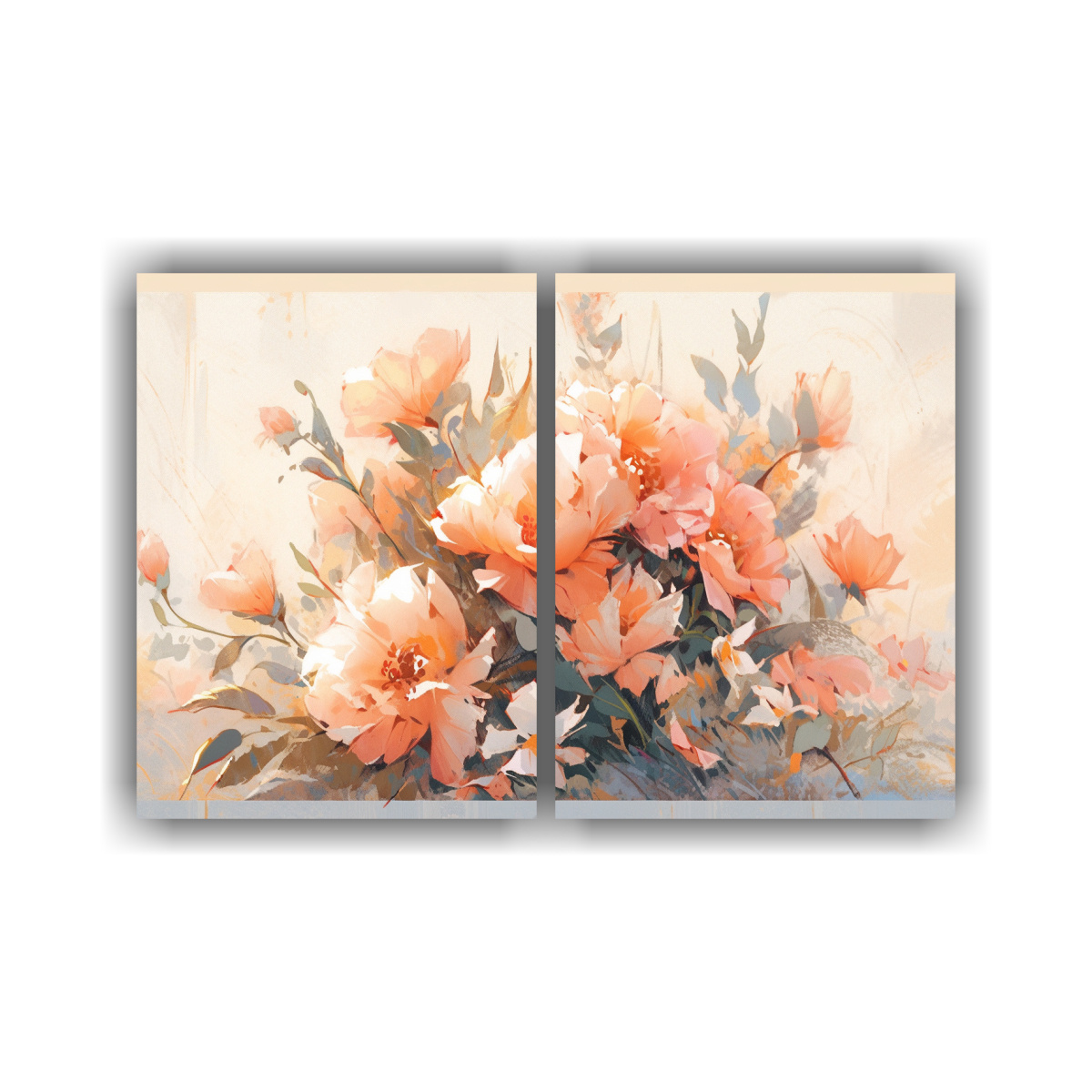 Cuadro De Flores Naranja Y Rosa En Lienzo - DecoCuadros