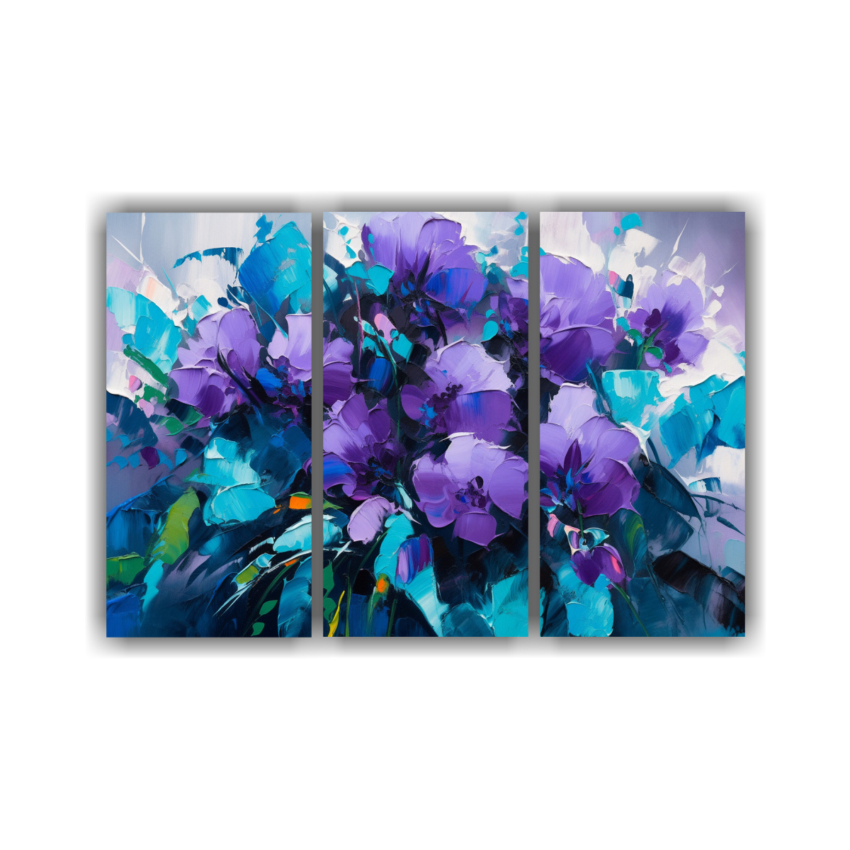 Cuadro De Flores Moradas Y Verdes Para Decoración - ¡Oferta Imperdible! - Decocuadros