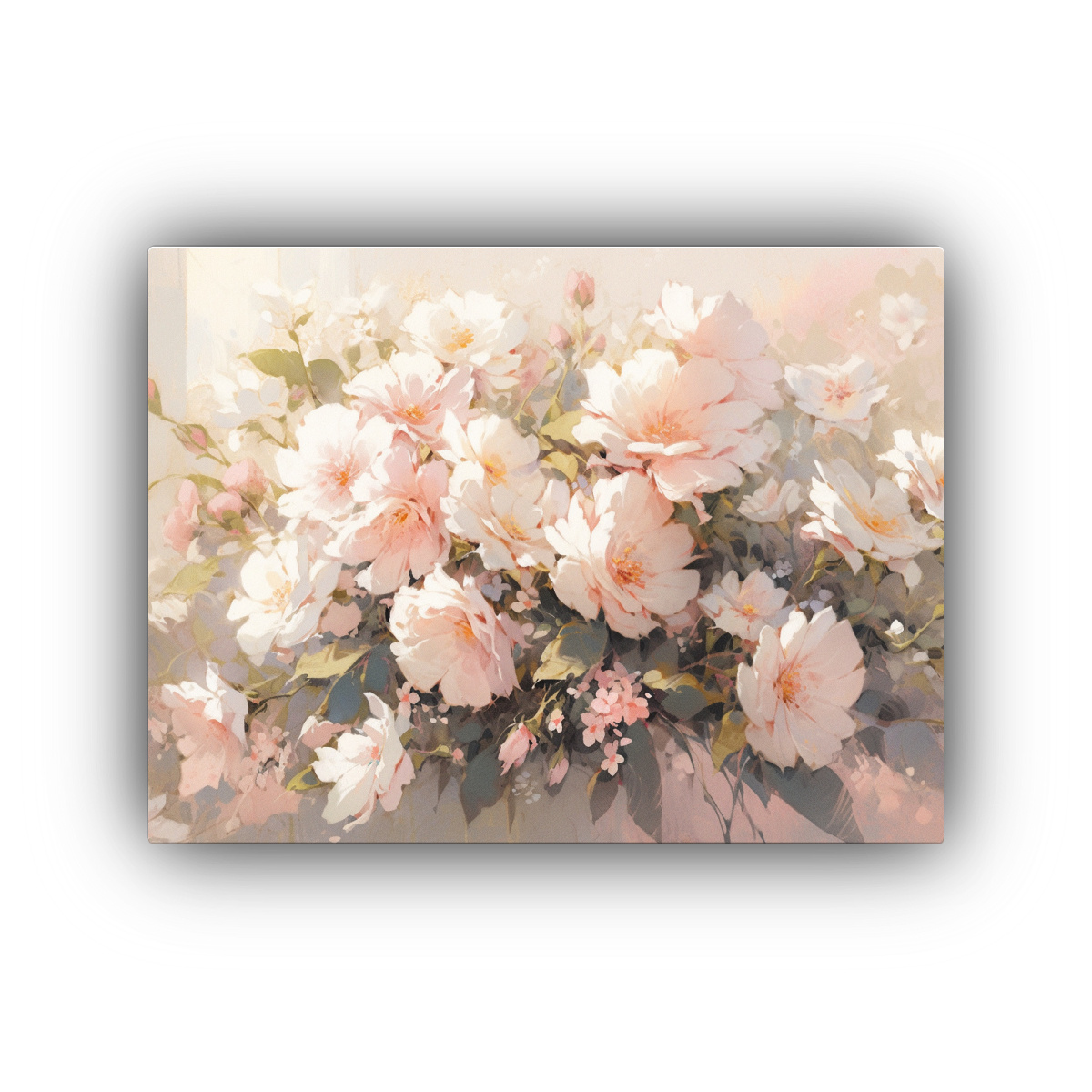 Cuadro Decorativo De Flores Blancas Y Rosas En Lienzo - DecoCuadros