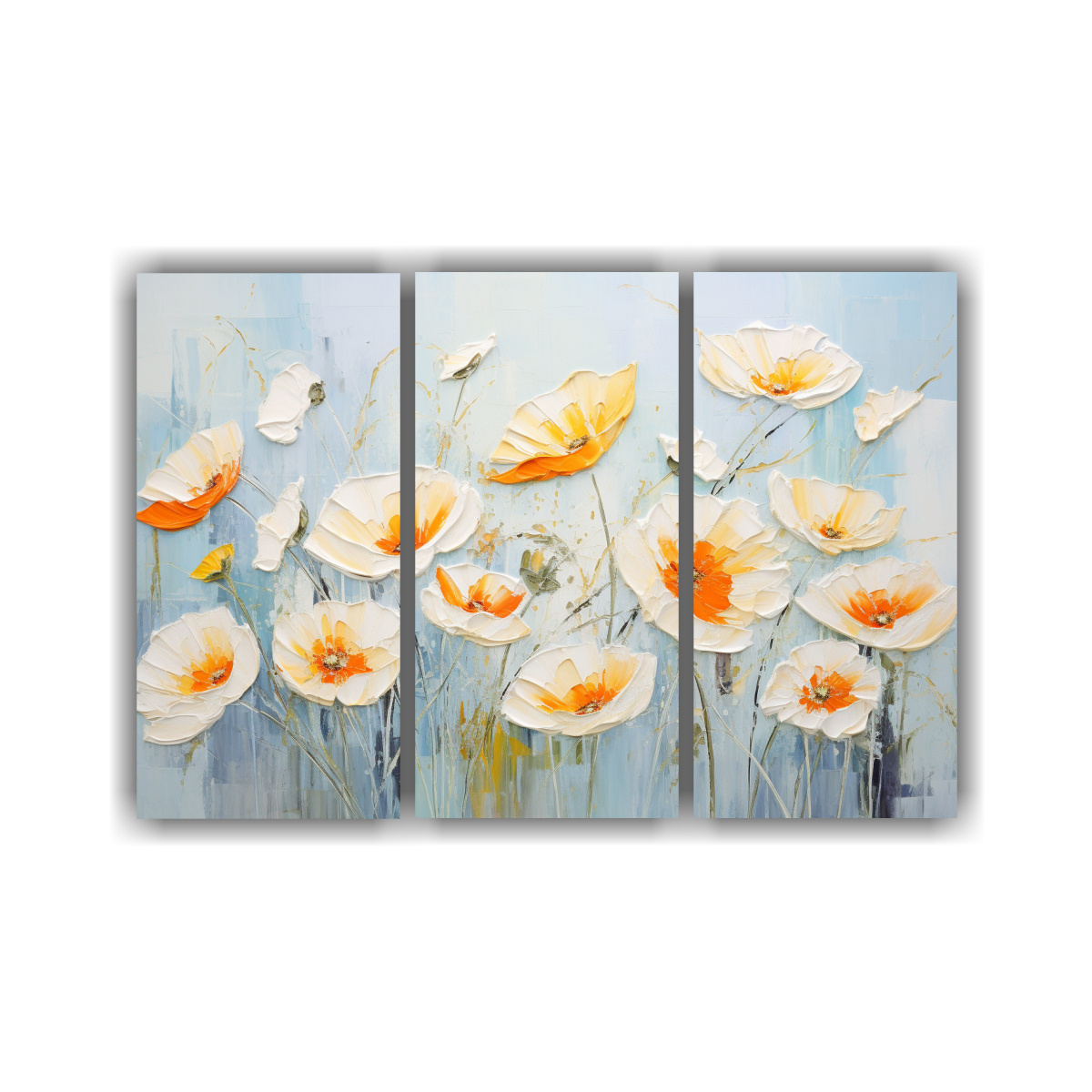 Cuadro Floral En Lienzo Blanco Y Naranja - DecoCuadros