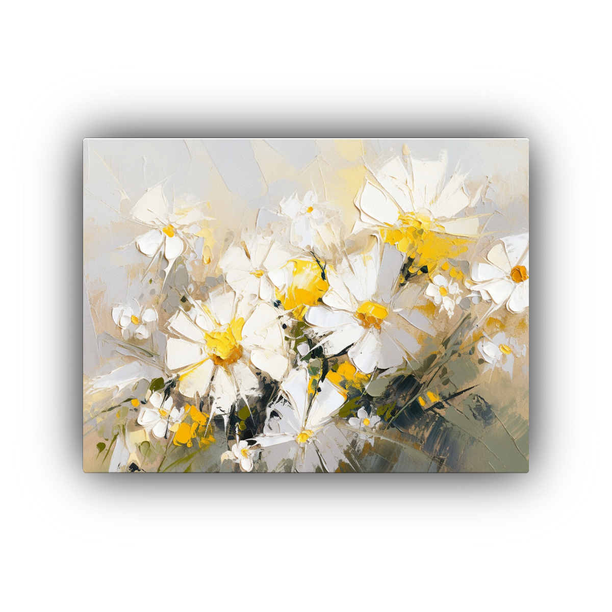 Cuadro Decorativo Flores Amarillo Y Blanco En Lienzo - Decocuadros