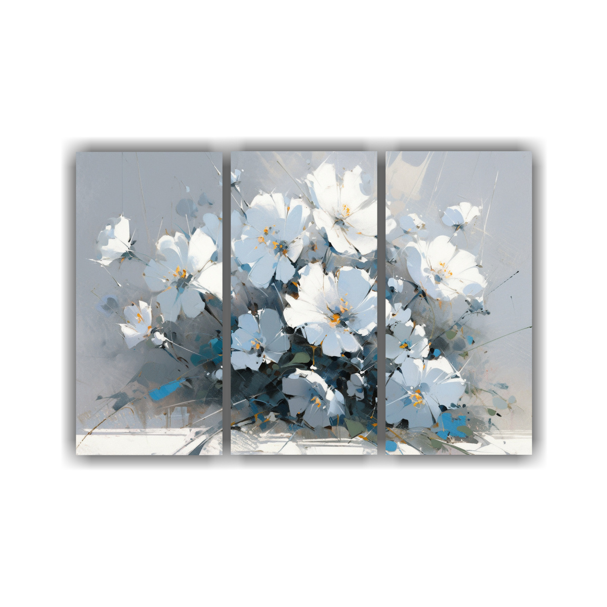 Cuadro Decorativo De Flores Plateadas En Lienzo - DecoCuadros