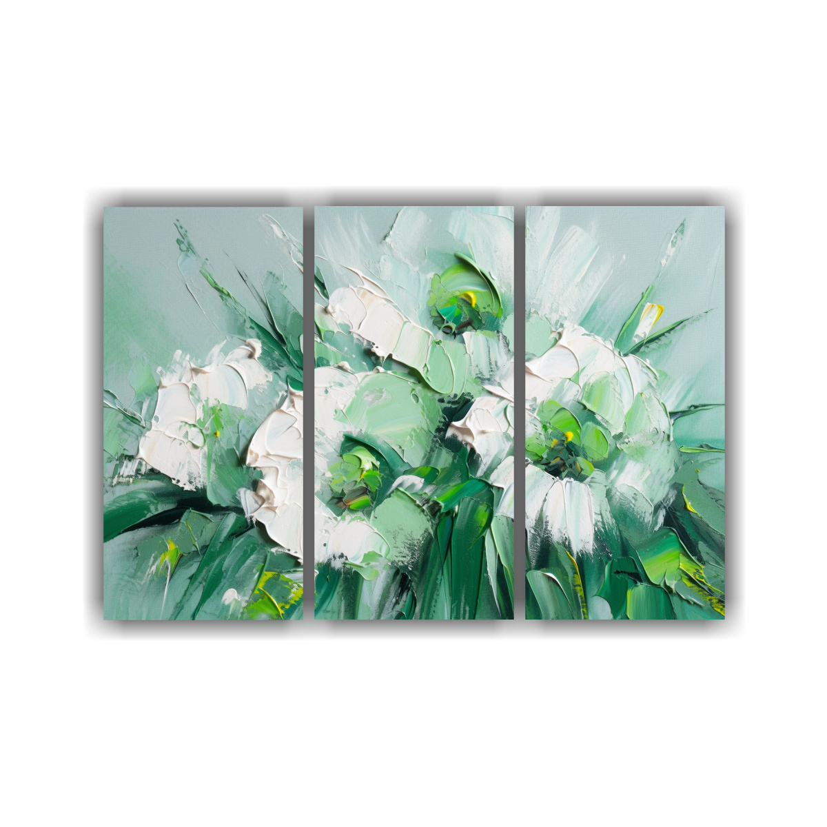Cuadro Flores En Tonos Verdes Y Plateados - DecoCuadros