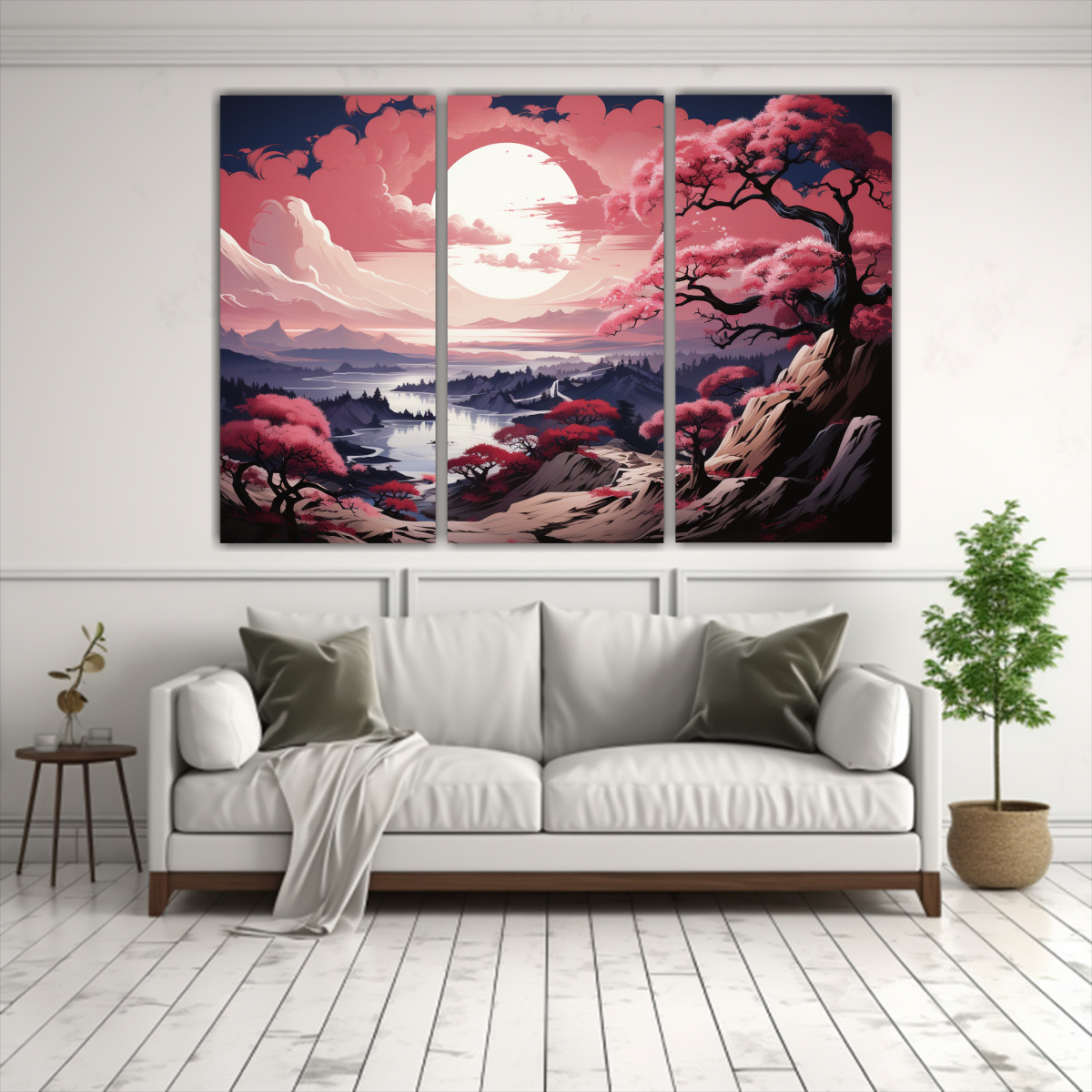 Cuadro Decorativo Juniper Tree Blanco Y Rosa - Neo-noir Atmósfera ...