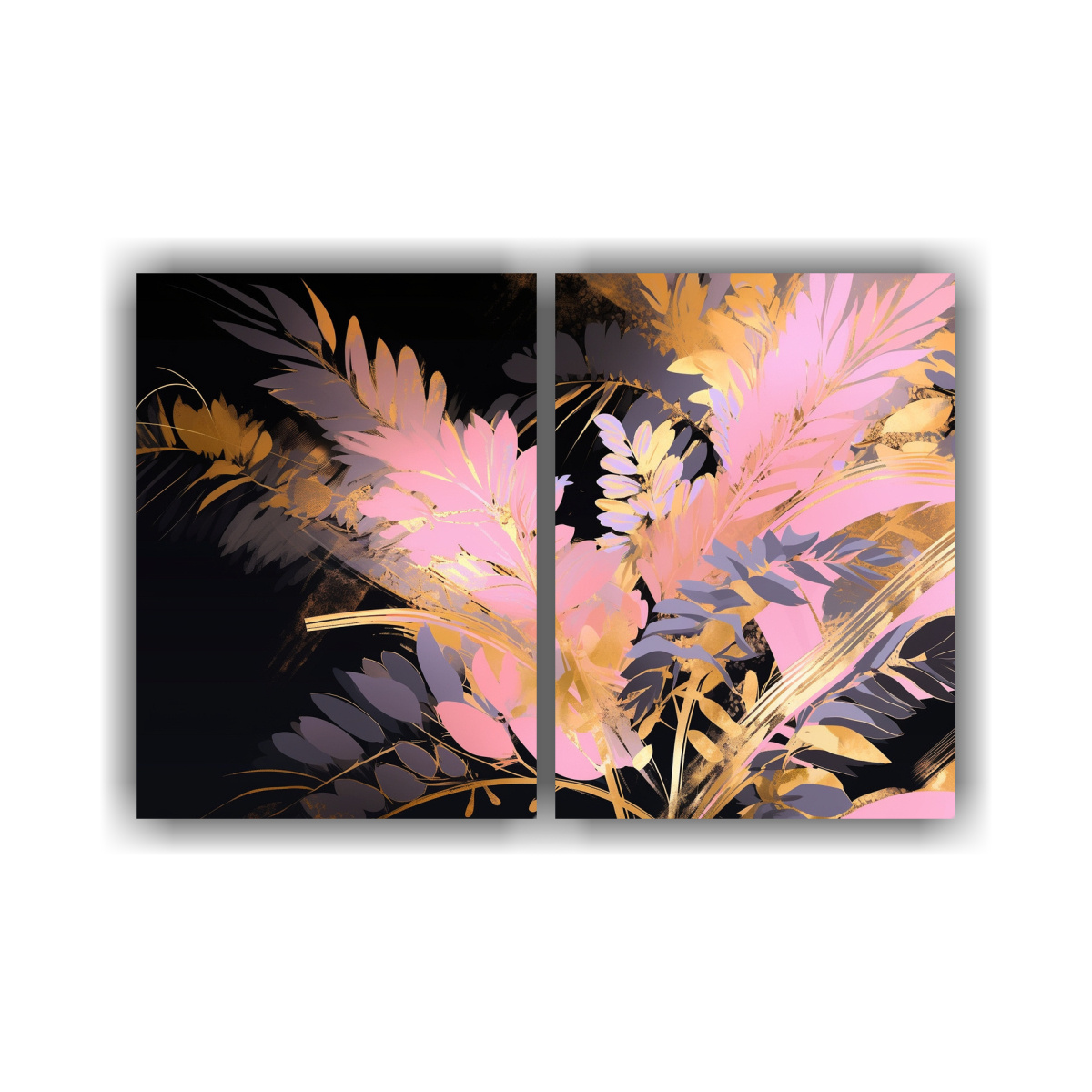 Cuadro Decorativo Tropical Con árbol En Colores Dorado Y Rosa Neonoir ...