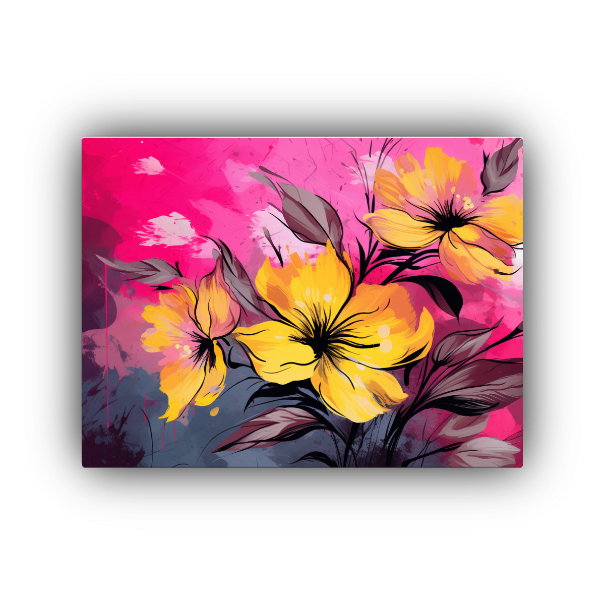 Cuadro Decorativo Estilo Neonoir Con Colores Amarillo Y Rosa - Decocuadros