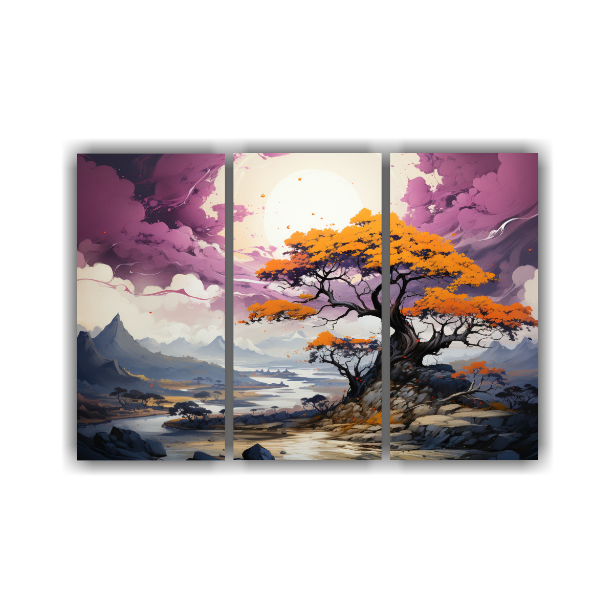 Cuadro Decorativo Brillante De Un Árbol De Cedro En Amarillo Y Púrpura ...